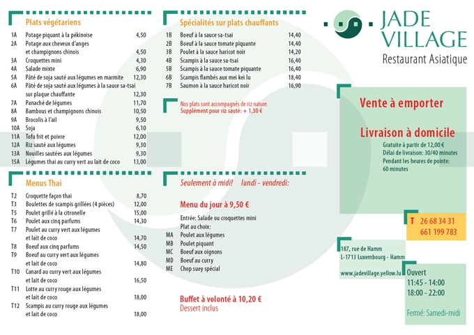 Jade Village - Restaurant Luxembourg - Menu.lu
